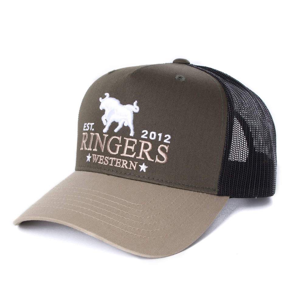 Ringers Western Signature Bull Trucker Cap Army With Army And Black ...