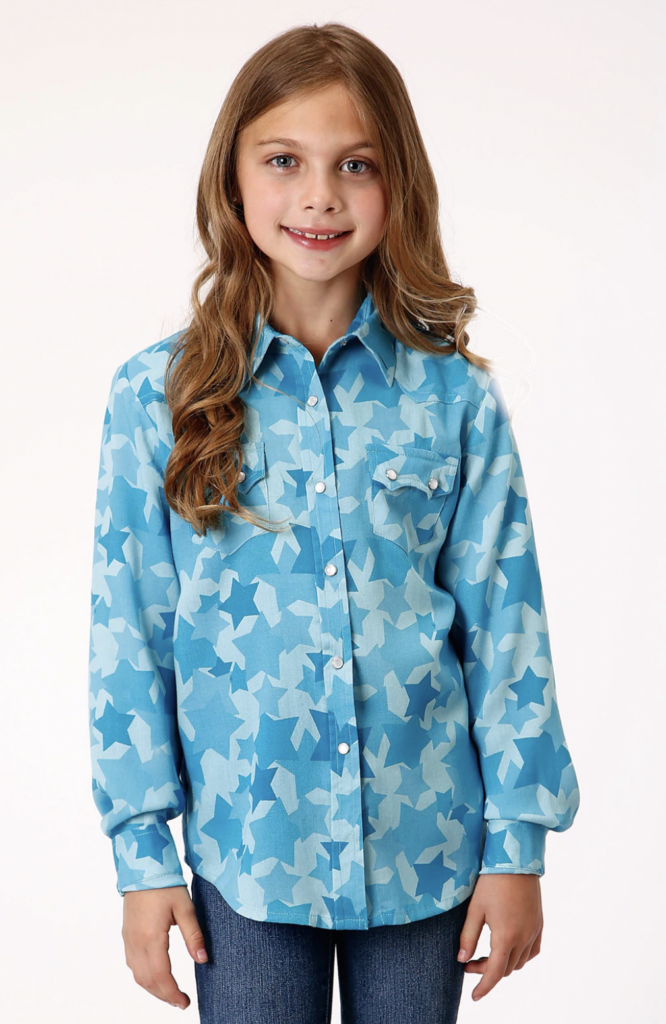 Roper Girl's Shirt 'Five Star Collection' Blue Star Print CLEARANCE ...
