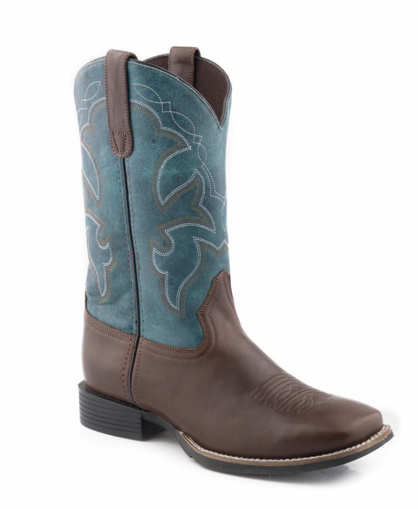 Roper Boy's Boots Monterey Brown Tumbled/Teal Leather | Pakenham Western