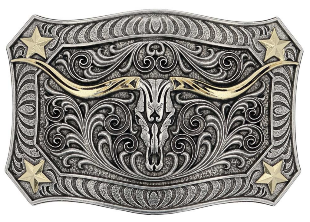 Montana Silversmiths Longhorn Crest Filigree Attitude Belt Buckle | Pakenham Western