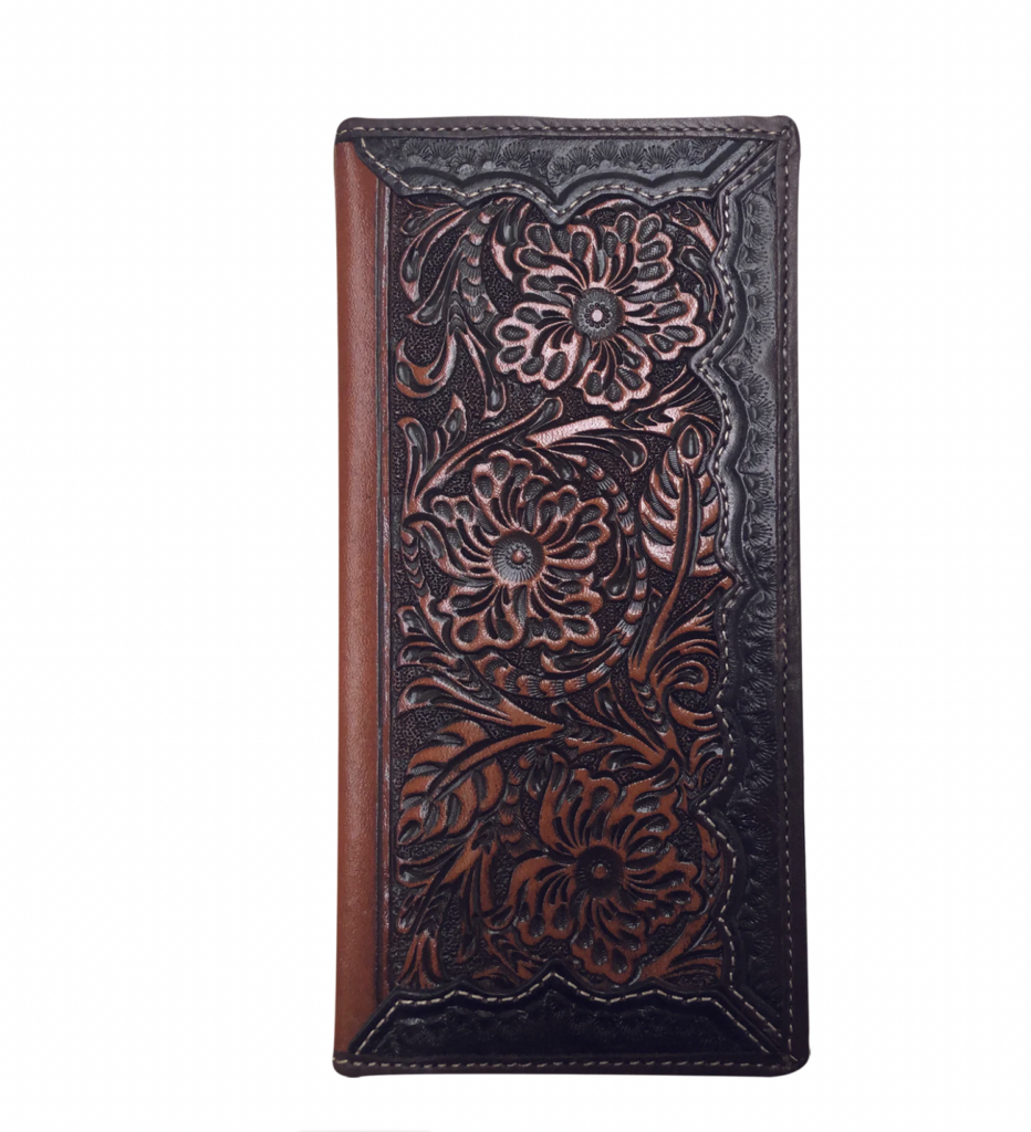 Roper Wallet 'Rodeo' Check Book Tooled Leather Dark Brown 8156100 ...