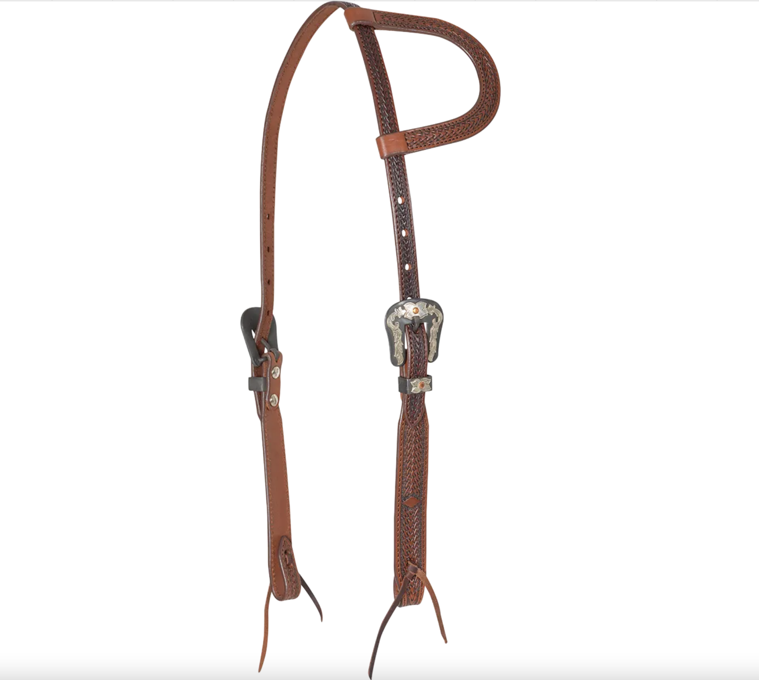 Cashel One Ear Headstall Chestnut Antique Tooled Leather with Flower ...
