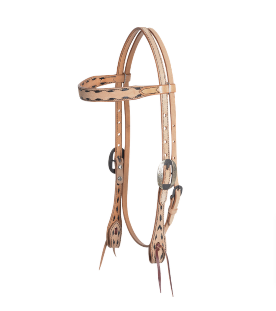 Cashel Browband Headstall Natural Roughout Buck Stitched Leather ...