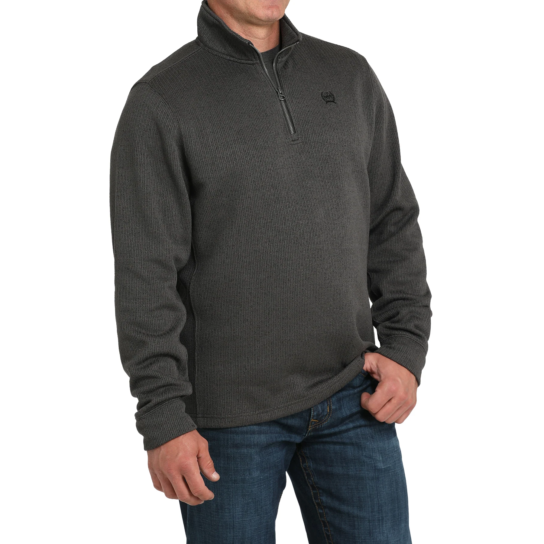 Cinch Men's Pullover 1/4 Zip Sweater Charcoal MWK1080020 CHR | Pakenham ...