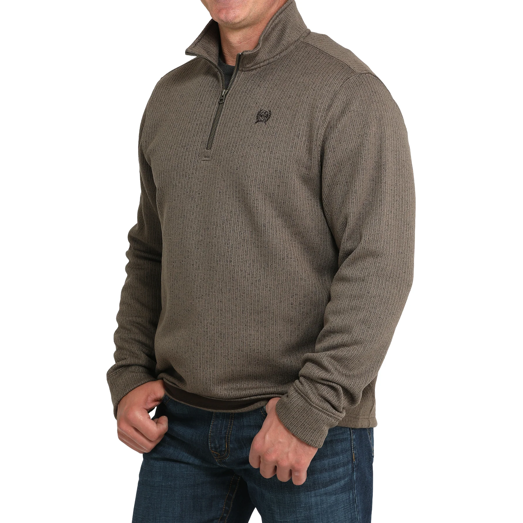 Cinch Men's Pullover 1/4 Zip Sweater Brown MWK1080017 BRN | Pakenham ...