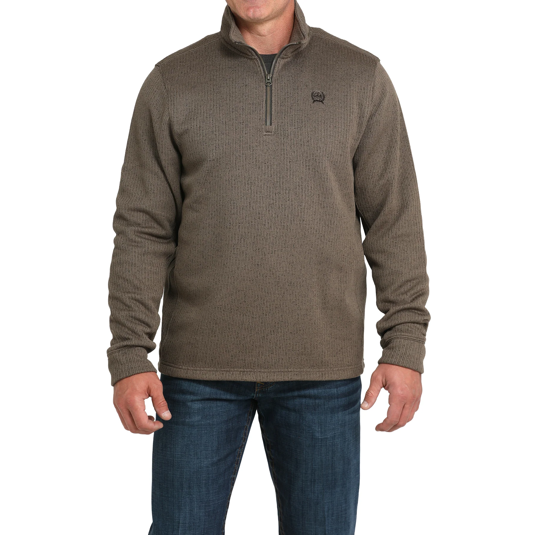 Cinch Men's Pullover 1/4 Zip Sweater Brown MWK1080017 BRN | Pakenham ...