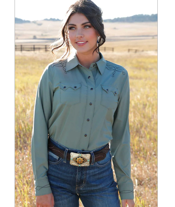 Cruel Girl Women's Western Shirt Boot Stitched Snap Button Sage ...