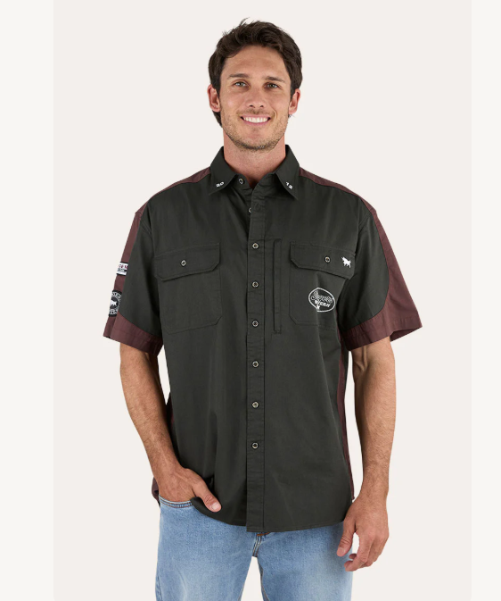 Ringers Western Men's Shirt 'Back Roads' Short Sleeve Charcoal ...