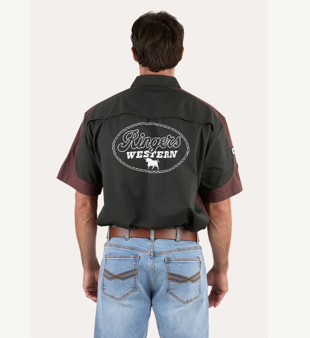 Ringers Western Men's Shirt 'Back Roads' Short Sleeve Charcoal ...
